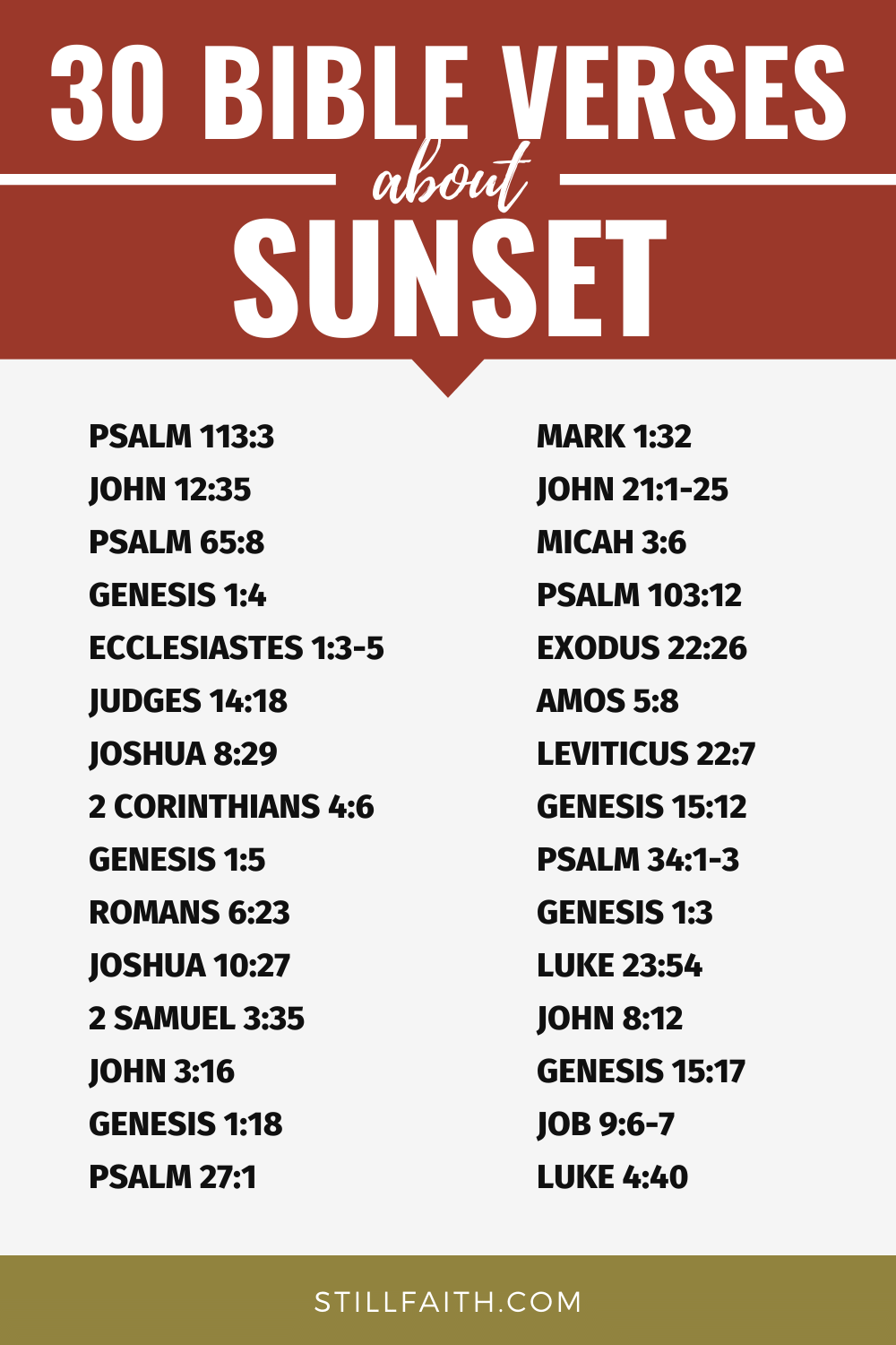100 Bible Verses about the Sunset (KJV) | StillFaith.com